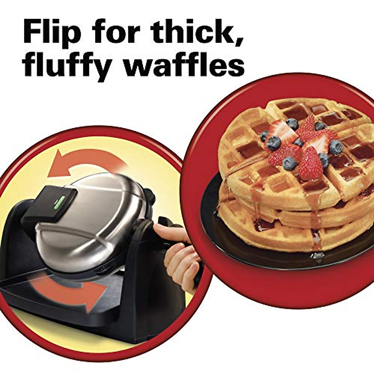 Hamilton Beach Flip Belgian Waffle Maker with Non-Stick Removable Plates, Browning Control, Drip Tray, Stainless Steel (26030)
