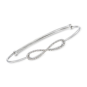 Ross-Simons Diamond-Accented Infinity Symbol Bangle Bracelet in Sterling Silver
