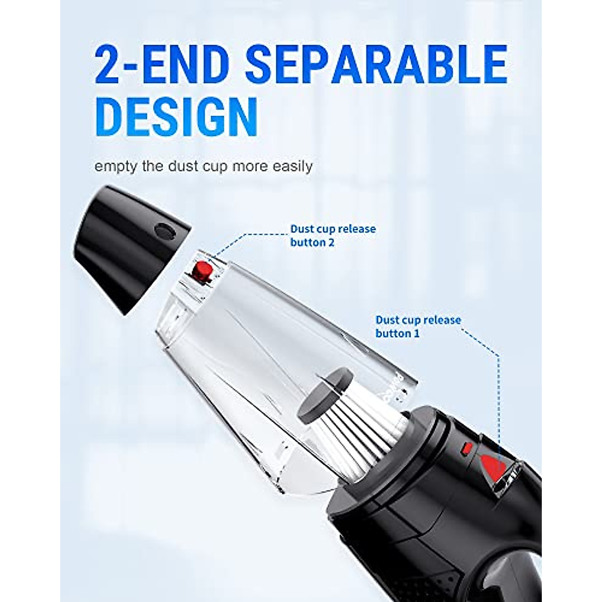 Powools Vacuum Cleaner High Power with Fast Charge Tech, Portable Vacuum, Lightweight Hand Vac with LED Light, Dark Red(PL8188)