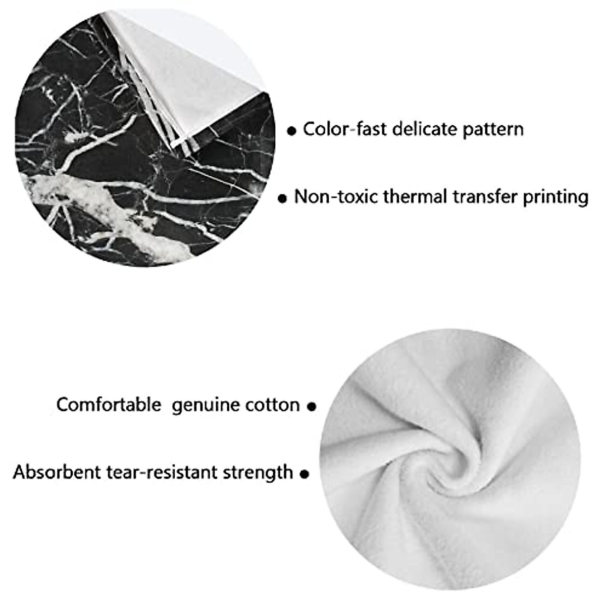 Naanle Black and White Marble Towel 3 Piece Set Bath Towels Set for Bathroom Highly Absorbent Cotton, 1 Large Bath Towel+ 1 Hand Towel+ 1 Washcloth, Pack of 3 Softness Towels for Decoration