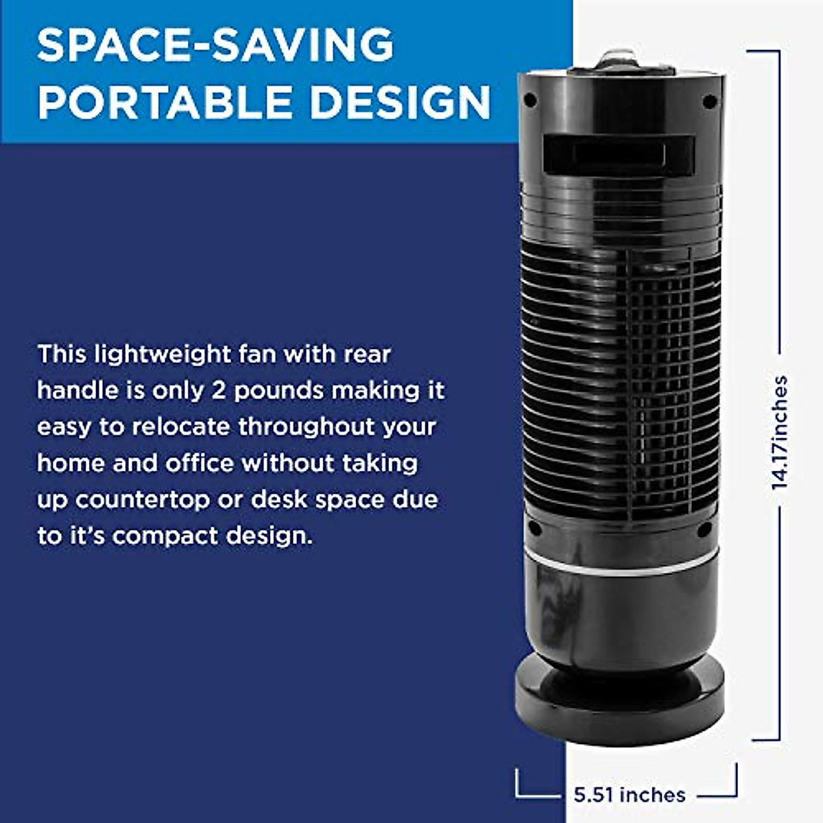 Westinghouse 12'' Personal Tower Fan - Space Saving Compact Design with Oscillating Function