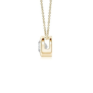 Angara Natural Diamond Solitaire Pendant Necklace for Women in 14K Yellow Gold (Grade-HSI2 | 4.1mm) April Birthstone Jewelry Gift for Women | Birthday | Wedding | Anniversary