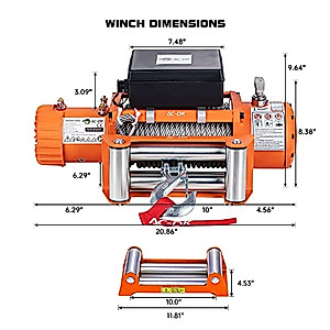 AC-DK 12000 lb. Waterproof IP67 Electric Winch Kit, 12V Winch Steel Cable Electric Winch Truck Winch with Wireless Handheld Remotes and Wired Handle (Include 12500lbs - Steel Cable)