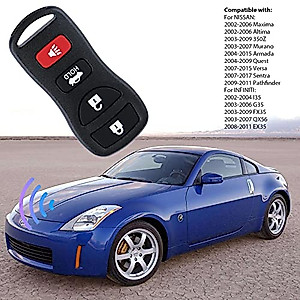 4Btn Car Keyless Entry Compatible fits 03-2009 Nissan 350Z Quest/02-2006 Altima Maxima Murano/Armada Sentra Versa/ Infiniti QX56 FX35 EX35 G35 (KBRASTU15) 2 Pack