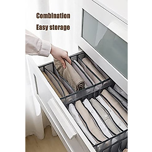 4Packs Wardrobe Clothes Organizer, Washable Drawer organizer Clothes, Folded Clothes Storage Organizer for Bedroom Dorm Room (4Packs:2Jeans+2Socks, Gray)
