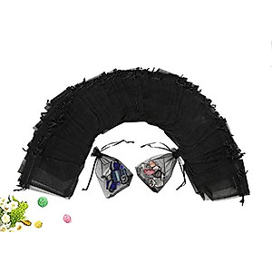 Stratalife Organza Bags 4x6 Jewelry Bags Drawstring Black Mesh Gift Bags Small Jewelry Pouches Candy Bags Party Favor Bags 100PCS (Black)