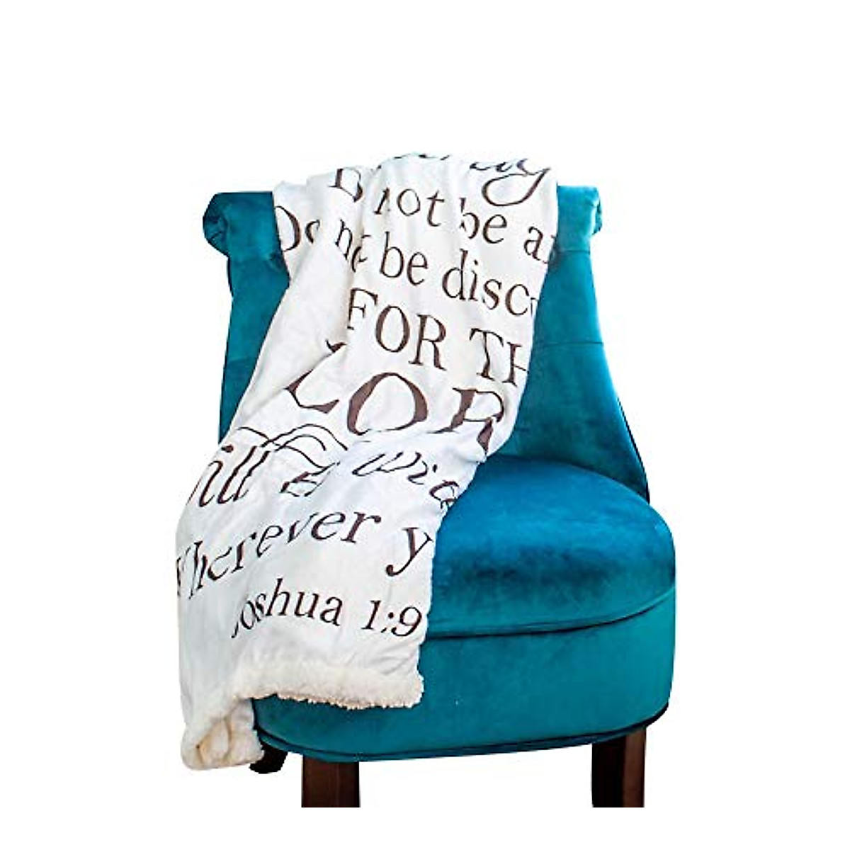 Double Creek Joshua 1:9 Scripture Throw Blanket - Ultra Soft Sherpa Fleece Microfiber Inspirational Faith Blanket for Bed Couch Chair - Healing Get Well Gift for Men Women Cancer Patients