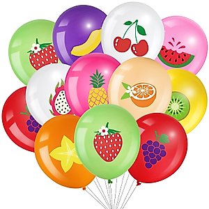 40 Pieces Fruit Balloons Summer Fruit Party Balloons Fruit Themed Party Decorations Tropical Strawberry Watermelon Latex Balloons for Summer Luau Holiday Party Birthday Baby Shower Supplies Decor