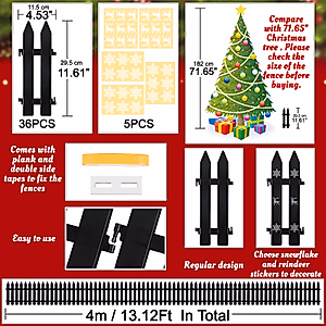 36PCS Christmas Tree Fence Black Decorations - Xmas Indoor Outdoor Gate for Pet Garden Plastic Picket Fences Party Decor (Assembly Needed)
