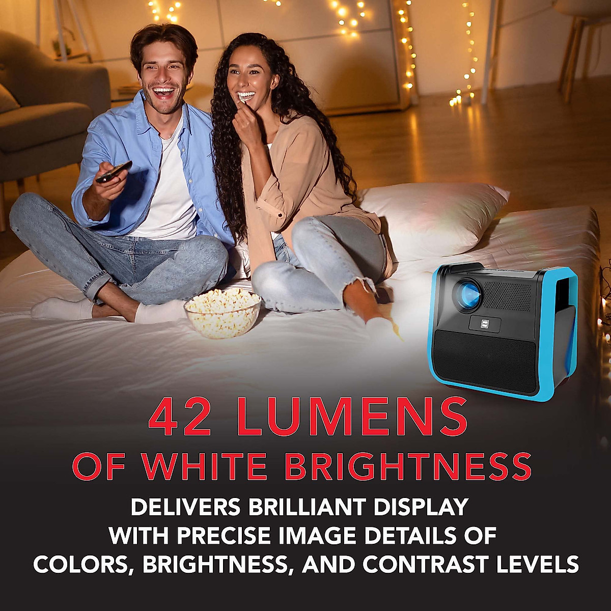 RCA - RPJ060 Portable Projector Home Theater Entertainment System, Long Lasting Battery - 2.5 Hours per Charge - Outdoor, Rechargeable, Speakers - Enjoy Without Any Cable on The go - Phone/Stick/PC