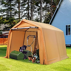 MELLCOM 10x10 ft Outdoor Storage Shelter - Heavy Duty Portable Garage, Tool Shed, Carport - Ideal for Bikes, Motorcycles, and Outdoor Tools - Beige