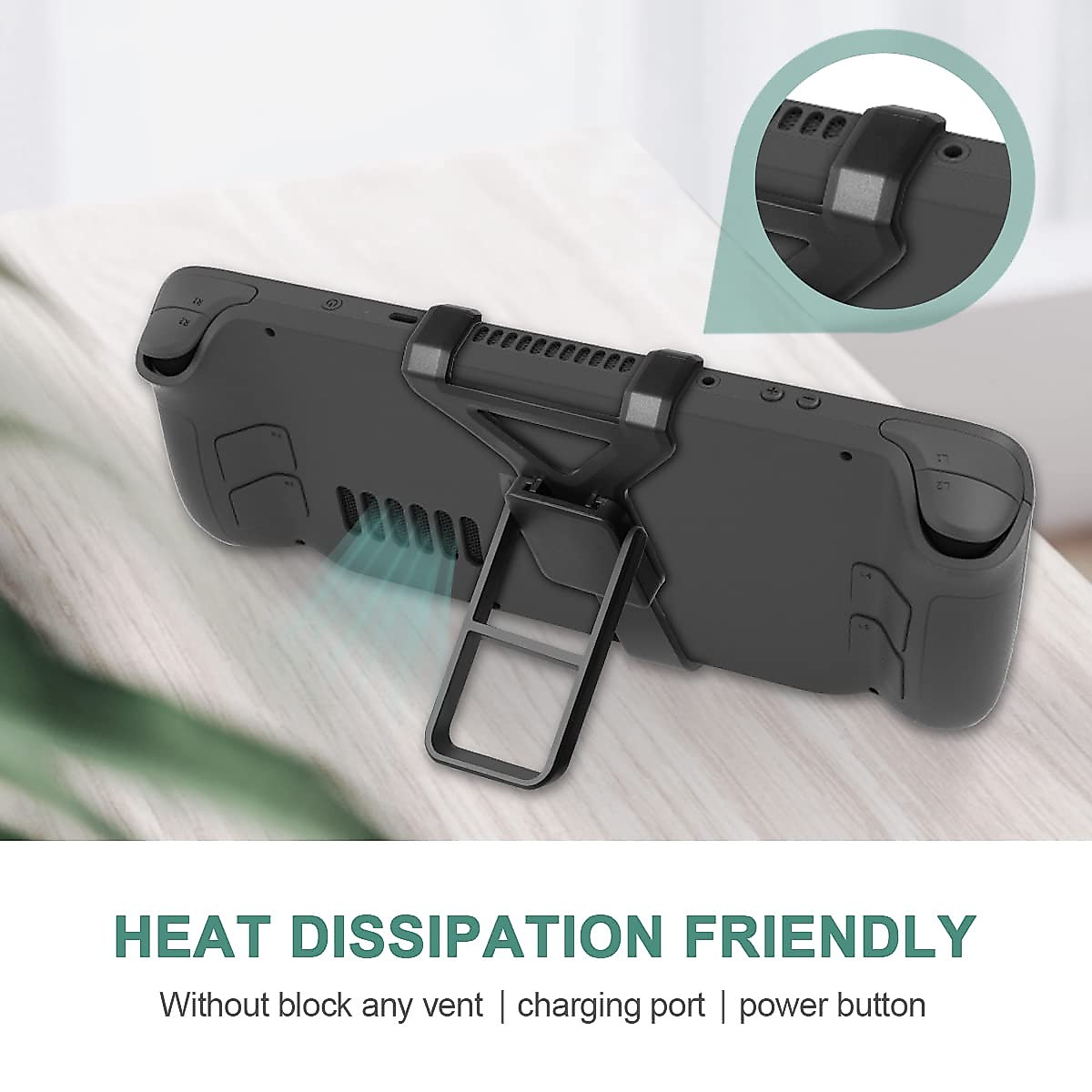 Lenink Stand for Steam Deck, Anti-Slip Foldable Holder Portable Base Wall Bracket Compatible with Valve Steam Deck Accessories (Black)