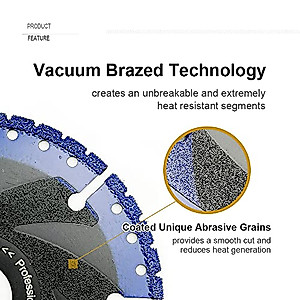 SHDIATOOL 4-1/2 Inch Metal Cutting Diamond Blade All Purpose Cut Off Wheel for Rebar Sheet Metal Angle Iron Stainless Steel(for 7/8” Arbor)