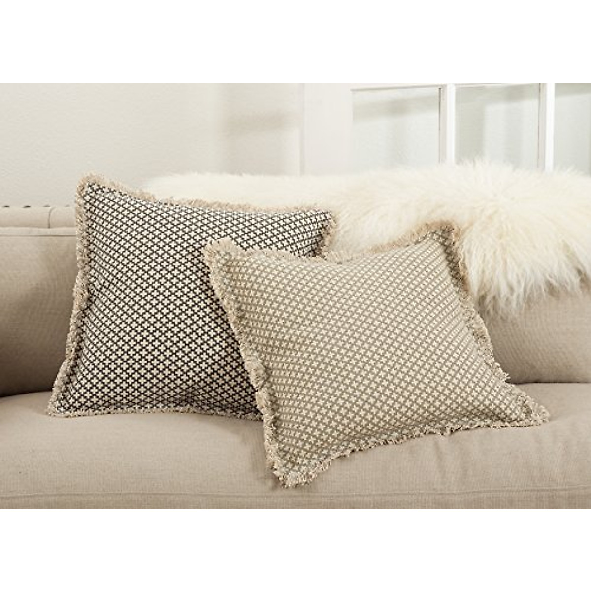 SARO LIFESTYLE Corinth Collection Moroccan Tile Design Down Filled Cotton Throw Pillow, 20", Slate