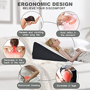 Cosmoluxe 7.5" Bed Wedge Pillow with Cooling Memory Foam Top, Triangle Pillow for Acid Reflux, Heartburn, Snoring, and GERD Relief, Headboard Wedge to Reduce Neck and Back Pain