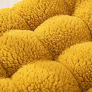 XSlive Soft Fleece Chair Pad with Ties,Fluffy Thick Sherpa Wool Square Seat Cushion for Winter Comfy Plush Cushion Pads for Home Office Chair (Yellow,16"x16")