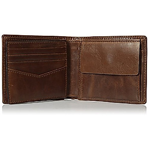 Fossil Men's Ryan Leather RFID-Blocking Bifold with Coin Pocket Wallet, Dark Brown, (Model: ML3736201)