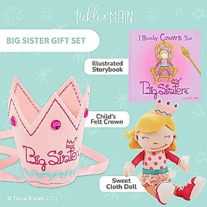 Tickle & Main Big Sister Gift Set, I Hereby Crown You Big Sister Book, Doll, and Child Size Crown