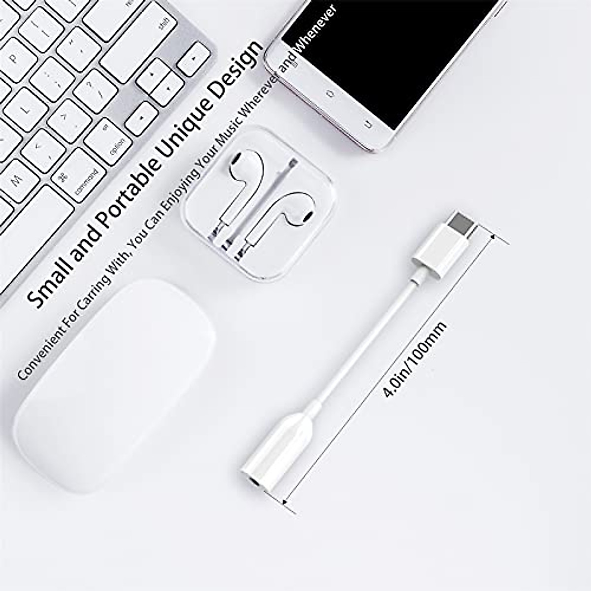 Bojuren USB Type C to 3.5mm Headphone Jack Adapter, 2Pack USB C to Aux Audio Dongle Cable Compatible with Samsung S21 S20 Ultra S20+ Note 20 10 S10 S9 Plus,Pixel 4 3 2 XL,iPad Pro (White & Black)