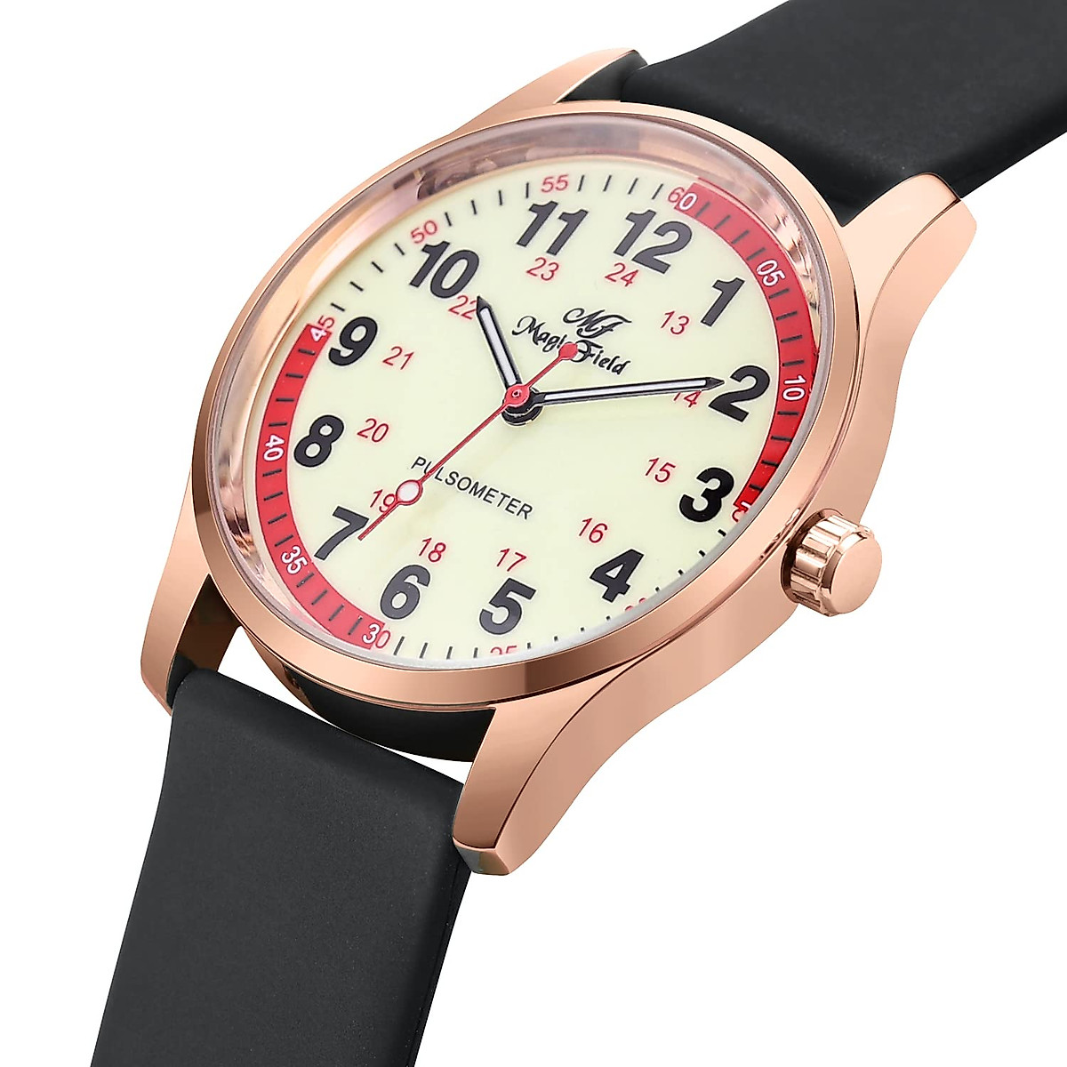 ManChDa Nurse Watch for Nurse Medical Watch Nurse Watch for Women Silicone Watch Nurse Watch Second Hand Easy to Read Watch Military Time Watch Waterproof Luminous Watch 24 Hours Watch Black