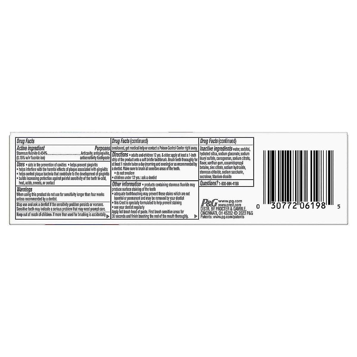 Crest Pro-Health Gum and Sensitivity, Sensitive Toothpaste, All Day Protection, 3.7 oz