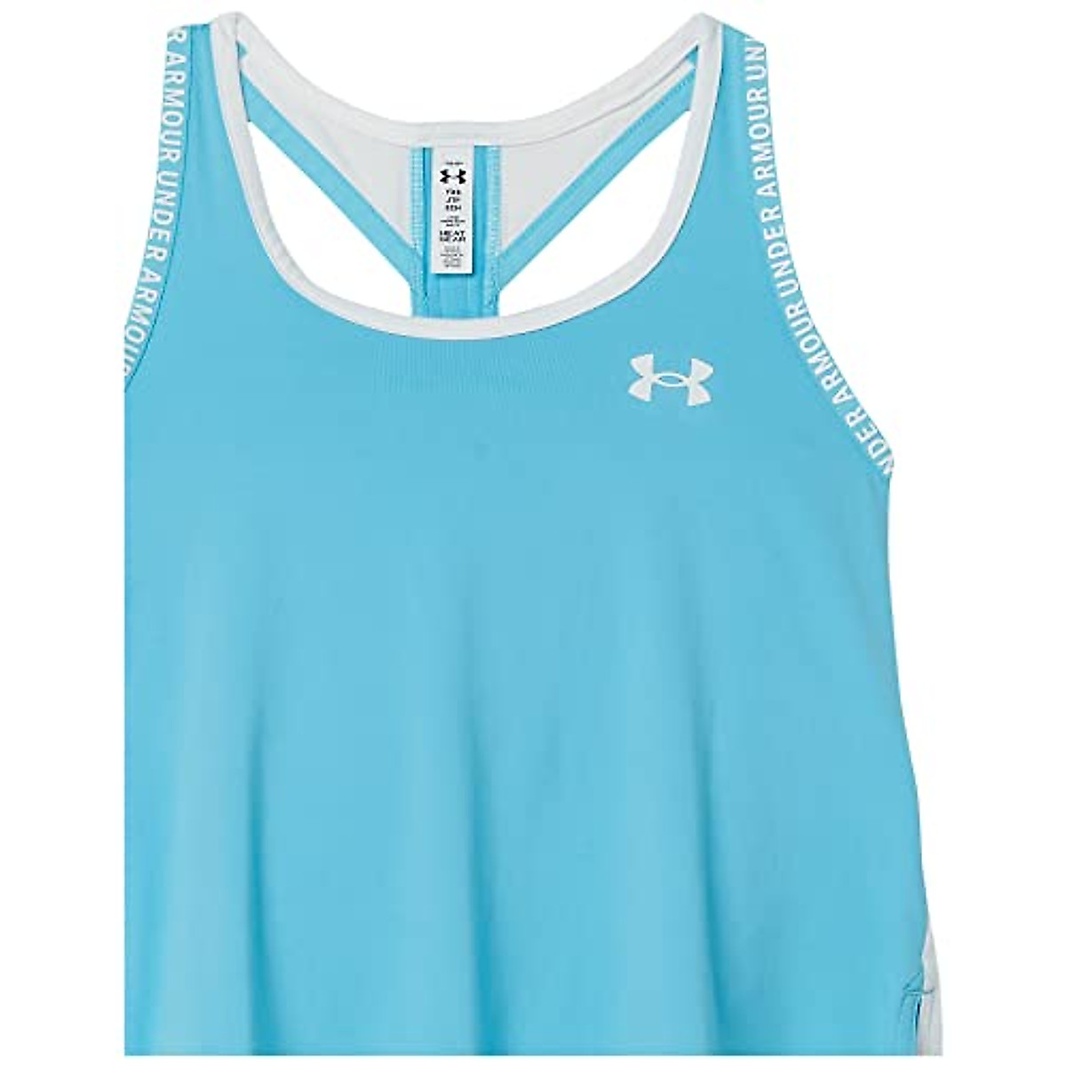 Under Armour Girls' Knockout Tank Top , Fresco Blue (481)/White , Youth X-Large
