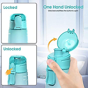 Y&3 32oz Motivational Fitness Sports Water Bottle With Time Marker, BPA Free Tritan Plastic, Leakproof Flip Top, For Gym, Outdoor, Office Work (Green/Purple Gradient, 32oz)