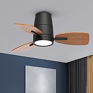 TALOYA Small Ceiling Fan with Lights and Remote Control 30 inch Multifunctional Quiet Fan with Three Color Temperature Light and Reversible Blades