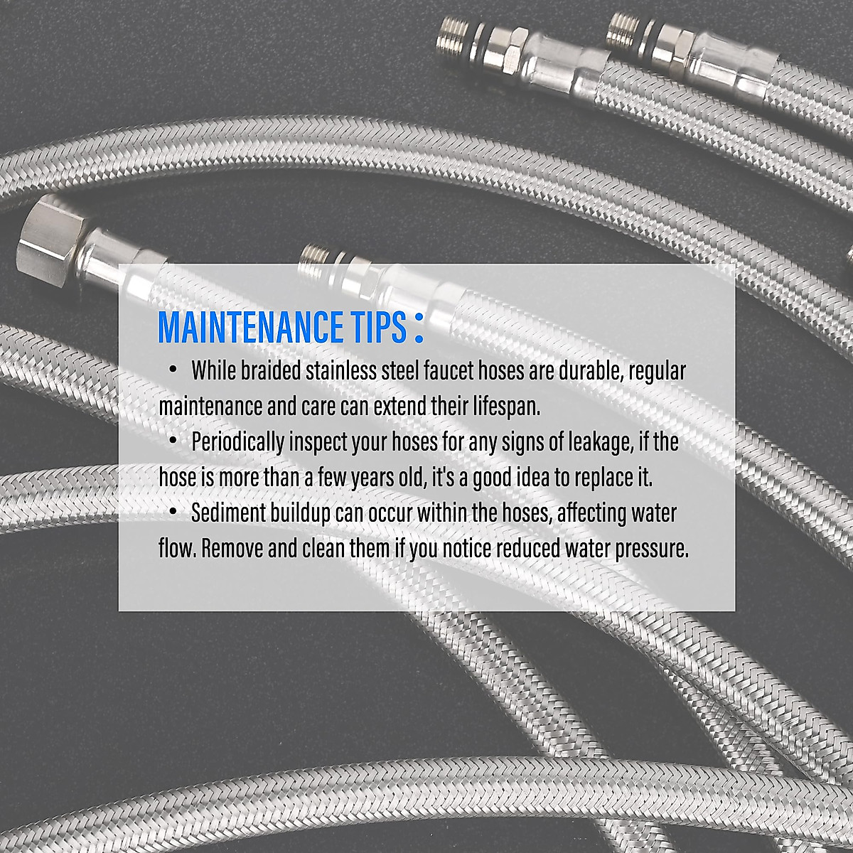 4 Pcs Bathroom Faucet Hose Connector Braided Supply Hose 3/8-Inch Female Compression x M10 Male Connector 304 Stainless Steel Kitchen Sink Faucet Connection (24 inch)