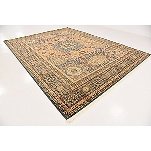 Unique Loom Palace Collection Traditional, Southwestern, Medallion, Geometric Area Rug, 9' 0" x 12' 0", Navy Blue/Tan