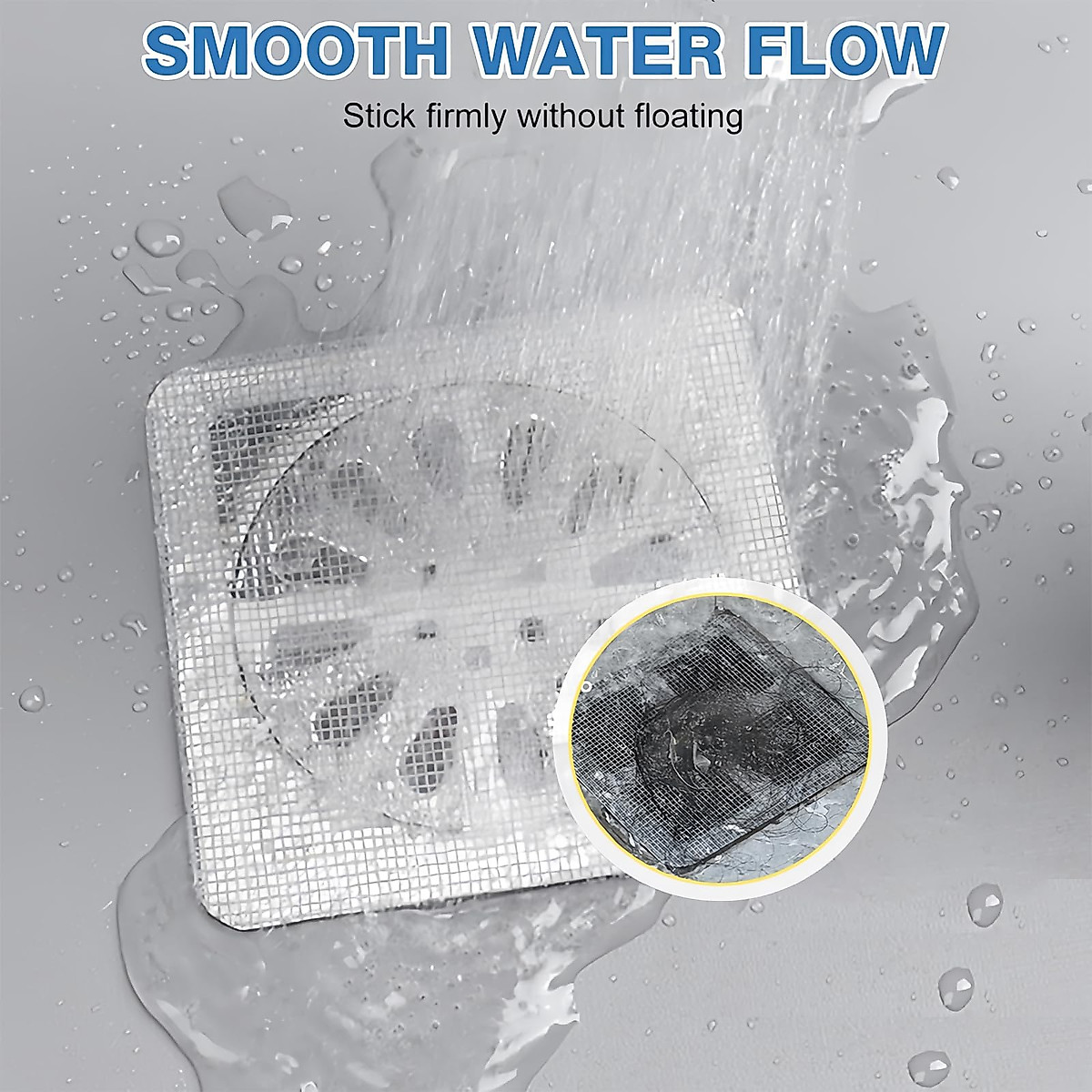 30 Pcs Floor Drain Stickers, 4" X 4" Disposable Shower Floor Drain Cover, Shower Drain Hair Catcher Mesh Stickers for Kitchen Sink, Bathroom, Laundry