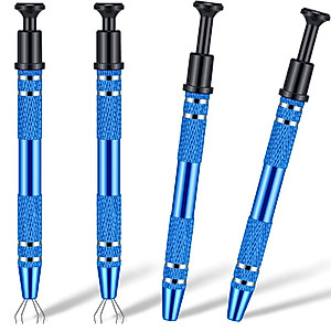 4 Pieces 4 Prongs Diamond Claw Tweezers Terp Pearl Grabber Standard Pick-up Tool 4 Prongs Grabber IC Chip Metal Grabber Grabber Stainless Steel 4-Claw Pick up Tool (Blue)