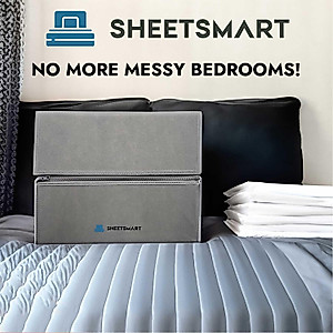 SheetSmart Bed Sheet Organizers and Storage Box for Duvet Cover Set, Clothings, Foldable Linen Closet Organizer for Bedding, Towels, and Blankets