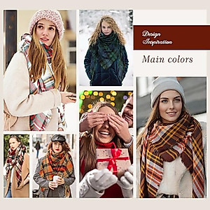 BFONS Plaid Blanket Scarf Winter Fall Scarfs for Women, Warm Soft Chunky Large Blanket Wrap Shawl Oversized Scarves Gift For Women Orange