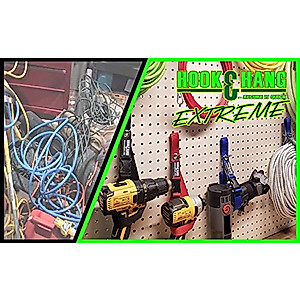SECURE IT QUICK - Hook & Hang Strap Storage & Organizer - Hang Hoses, Cords, Tools, Drills, Ladders & More. Another Incredible Organizer! (2 PK - W/Hooks, Black)