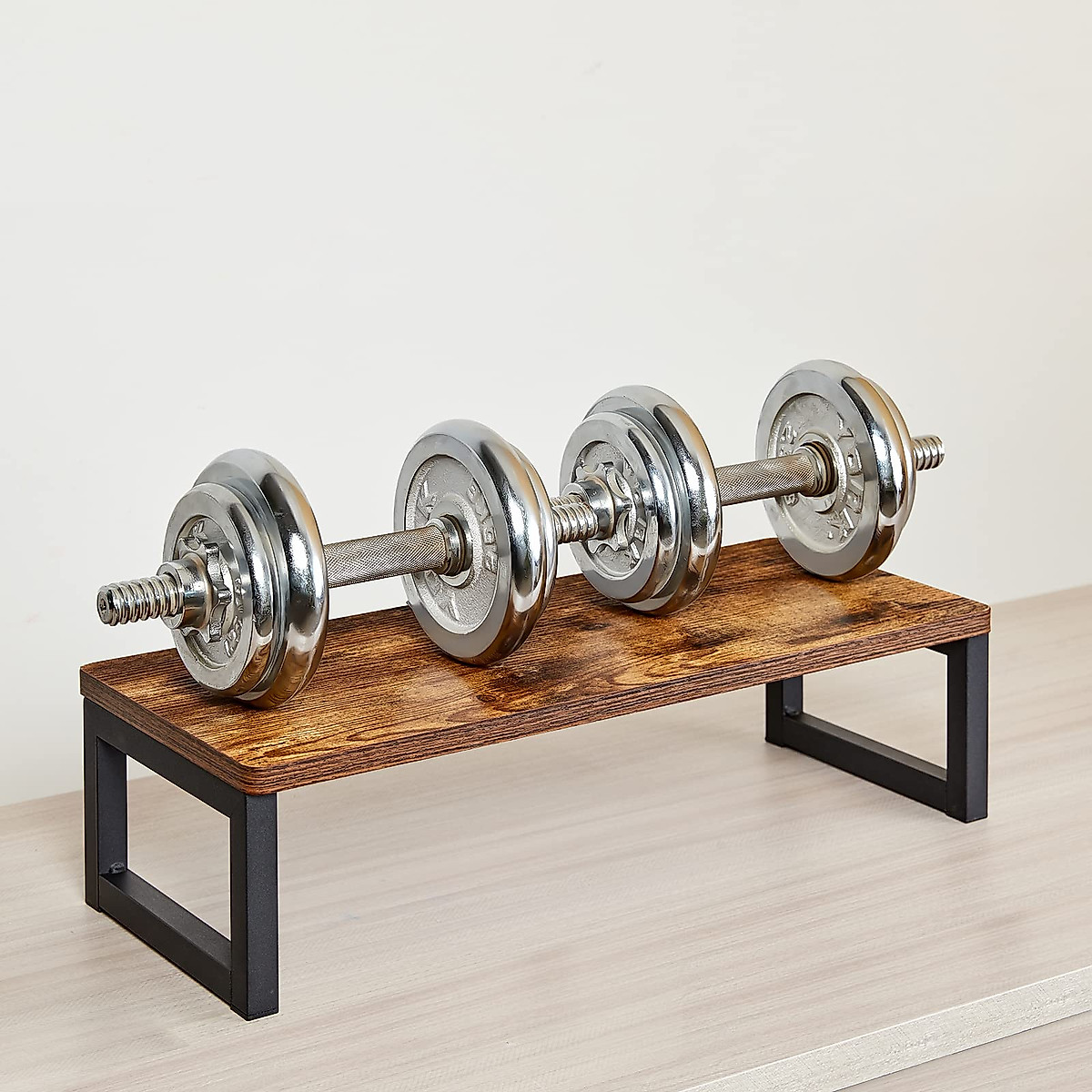 JAWNLITY Multi-Purpose Computer Monitor Stand Riser, Extra Long Wood Desktop Organizer Shelf for Laptop and Computer Screen, 21.6’’L X 9’’W X 5.5’’H, Rustic Brown