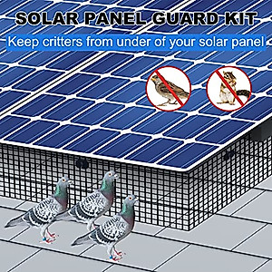 Solar Panel Bird Wire,8inx100FT Critter Guard PVC Coated,Birds from Entering & Nesting Roll Kit/Critter Guard with 70 Fastener Clips Rooftop Solar Panel for Squirrel Bird Critters