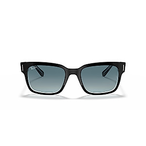 Ray-Ban Men's RB2190 Jeffrey Square Sunglasses, Black On Transparent/Blue Gradient Grey, 53 mm