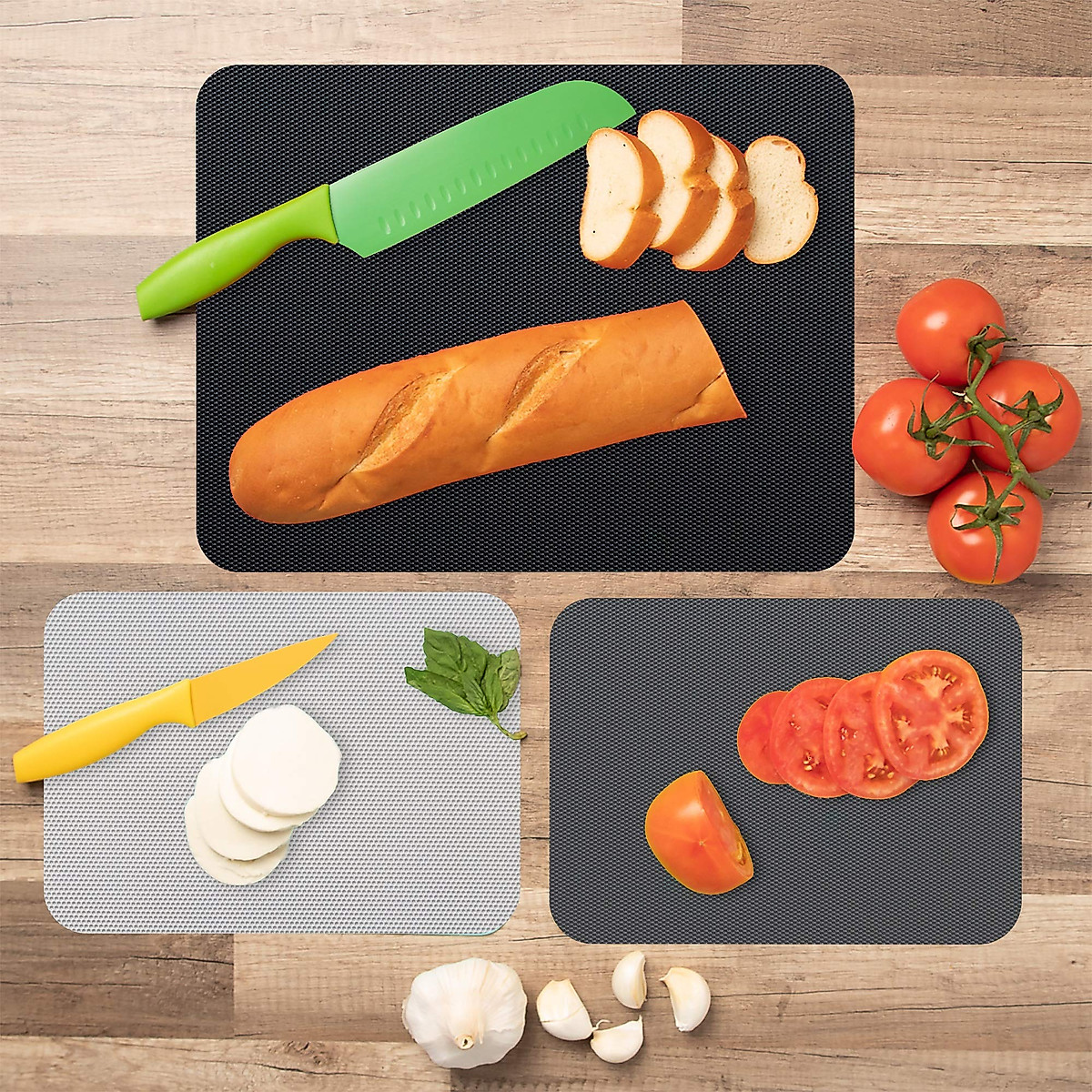 Simply Genius (Bundle) - Extra Thick Cutting Boards for Kitchen Prep, Non Slip Flexible Cutting Mat Set, Dishwasher Safe & Large and Tall 17x17 Pop-Up Mesh Food Covers Tent Umbrella for Outdoors