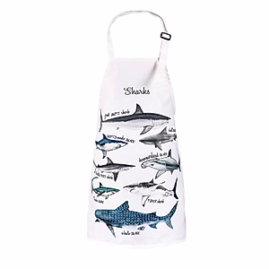 Claswcalor Sharks Apron- Kids Baking Apron-Waterproof Child Apron with Adjustable Neck for Party Cooking Gardening Painting Craft
