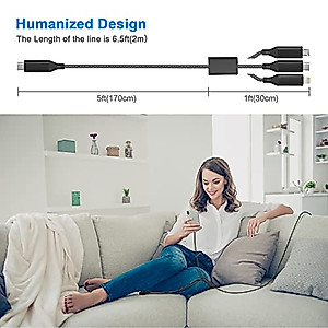 USB C to Multi 3 in 1 USB Long Charger Cable, 2M/6Ft Fast Braided Charging Cord, Universal Multiple Ports Long Charging Cable with USB C/Micro USB/Lightning Connector for iPhones Android