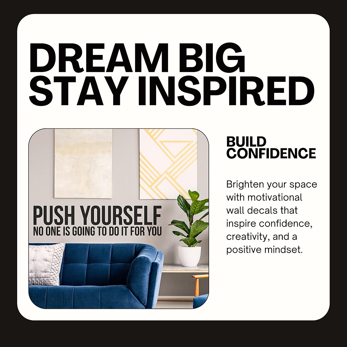 My Vinyl Story - Push Yourself - Motivational Wall Art Gym Wall Decor Decal Quote Sticker Home Exercise Fitness Workout Positive Sign Office Vinyl Removable (Matte Black, 36x9 inches)