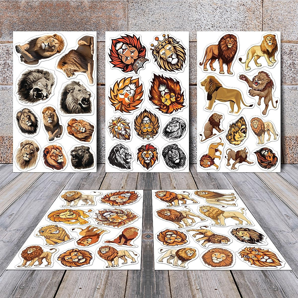 Pack 50 Pcs Cute Animal Lion Stickers for Water Bottles Waterproof Laptop Luggage Computer Scrapbooking Teens Adults Girls Kids Funny Aesthetic Sticker Packs Small Vinyl Decals