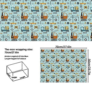 Dtiafu Construction Wrapping Paper - Birthday Gift Wrap Paper Bulk Folded Flat With Truck Tractor Traffic Signs Patterns for Boys Kids Baby - 20inch x 28inch Per Sheet(10 Sheets)