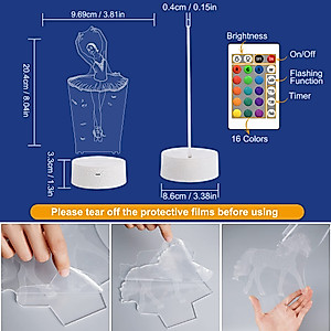 Ballet Dancing Gifts, 3D Illusion Lamp Kids Night Light with Remote Control 16 Colors Changing Gifts for Mom, Birthday Gift, Wedding Gifts, Grandmother Gifts, Valentines Gift, Graduation Gifts, Friend