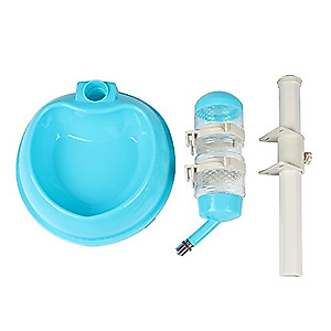Pawow Pet Dog Cat Automatic Water Food Feeder Bowl Bottle Standing Dispenser with Detachable Pole Height Adjustable Automatically Drinking Water Bottle 500ML (Blue)