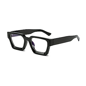 EYLRIM Thick Square Frame Blue Light Glasses for Women Men Non Prescription Computer Eyeglasses(01 Black)