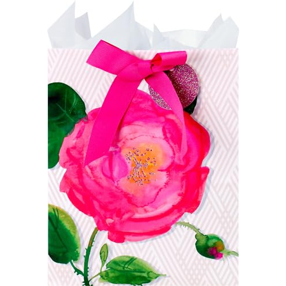Hallmark 9" Medium Gift Bag with Tissue Paper (Pink Rose) for Valentines Day, Birthdays, Bridal Showers, Weddings or Any Occasion