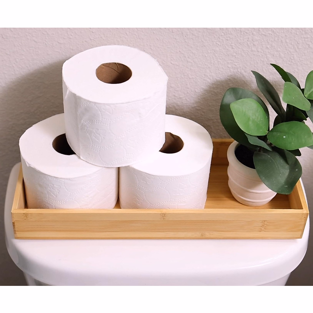 Fabsome Kitchen Utensil Drawer Organizer, Bamboo Silverware Cutlery Flatware Organizer Bins, Wooden Container Storage Trays for Bathroom Vanity Junk Drawer, 15" x 6" Set of 2