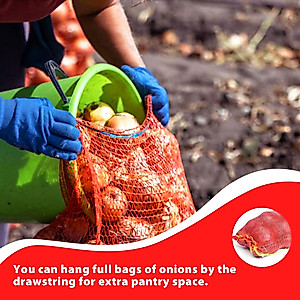 24 Pack 20'' x 14'' Mesh Onion Bags, Reusable Drawstring Fresh Produce Storage Bags for Onions, Vegetables, Potatoes, Citrus, Crawfish Firewood
